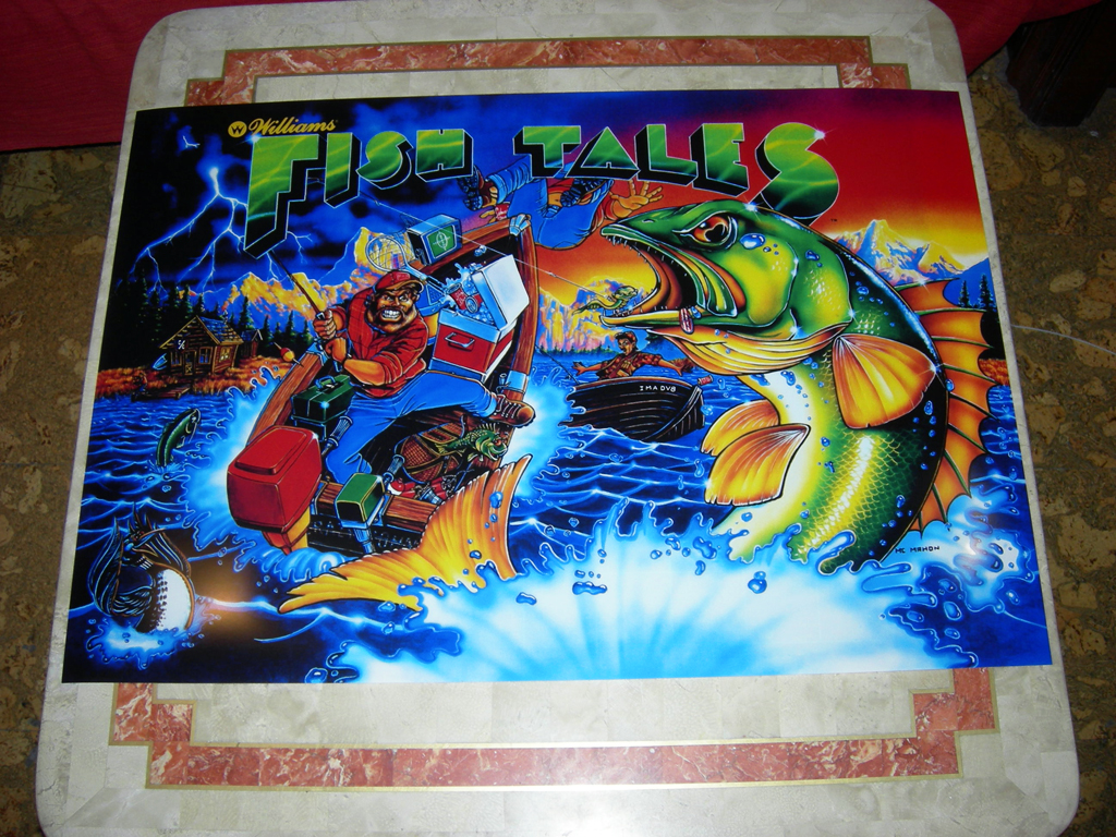 "Fish Tales Pinball Translite" impreso en backlite para David