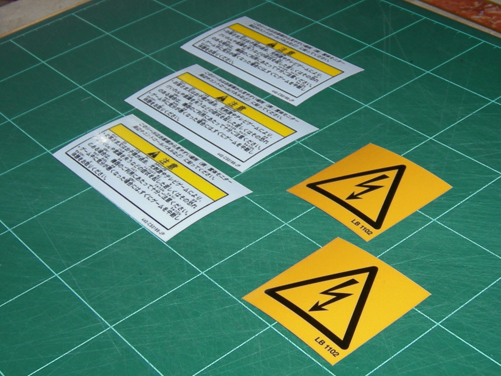 "SEGA Warning Stickers LB 1102 and 440-CS0186-JP" printed in vinyl with ...
