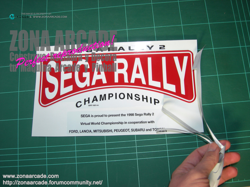 "Sega Rally 2 Main Seat Decals" reproduced and pinted in vinyl with precut