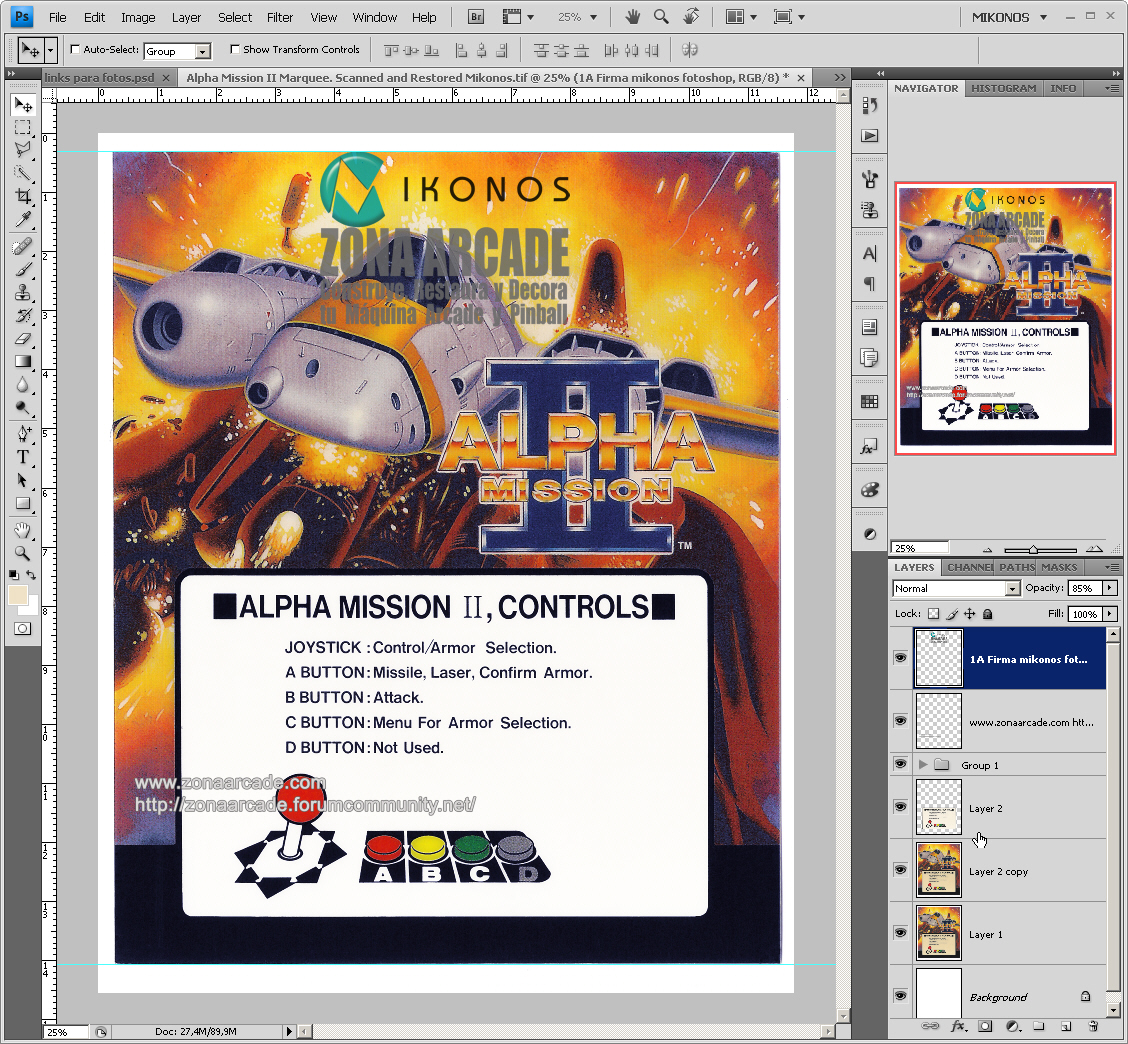 Artwork "ALPHA MISSION II MARQUEE" Scanned (600 dpi) and Restored. By ...