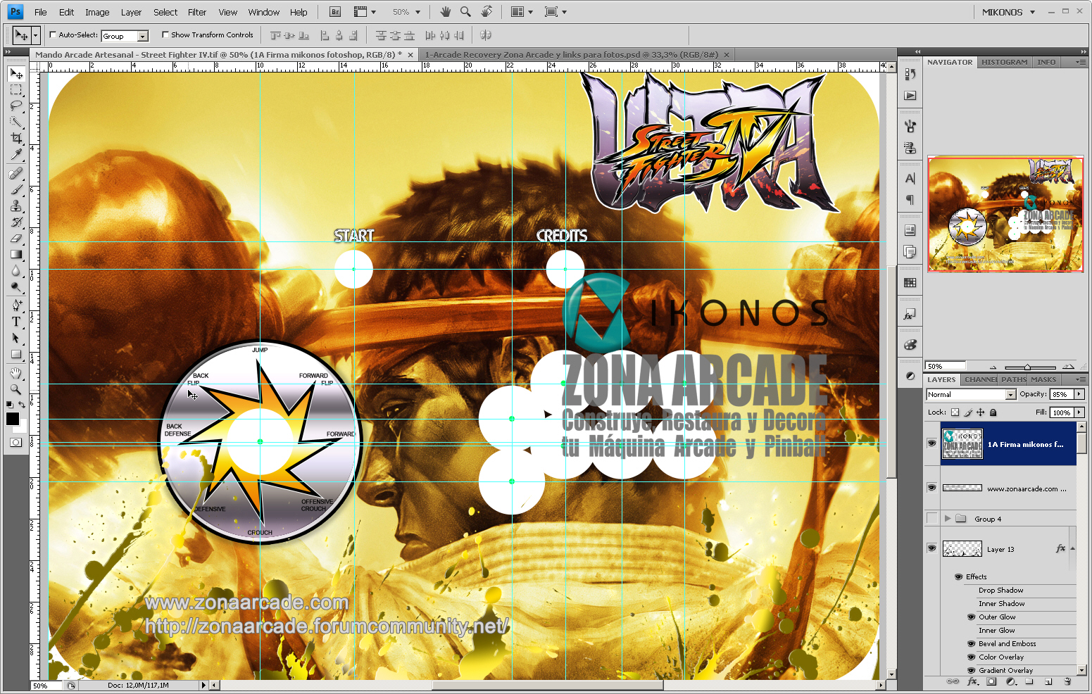 3X Decoracion de arcade sticks individuales: SFIV, Last Blade, KoF´96