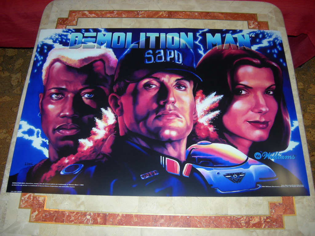 "Demolition Man Pinball Translite" impreso en papel backlite para ser ...
