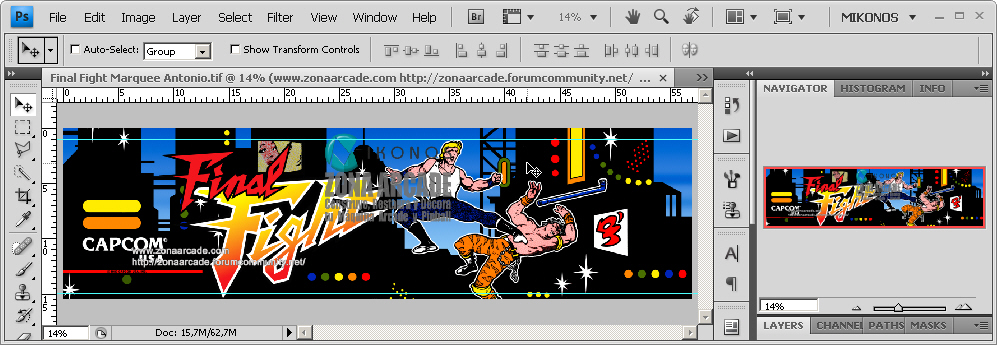 Proyecto de decoración "Final Fight" para la máquina recreativa de Antonio