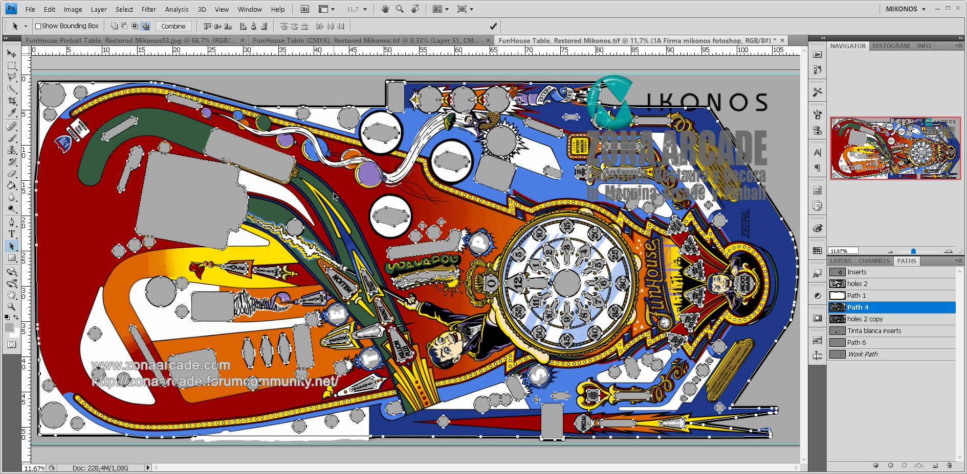 Pinball artwork in restoration: "FUNHOUSE PLAYFIELD" by Williams ...