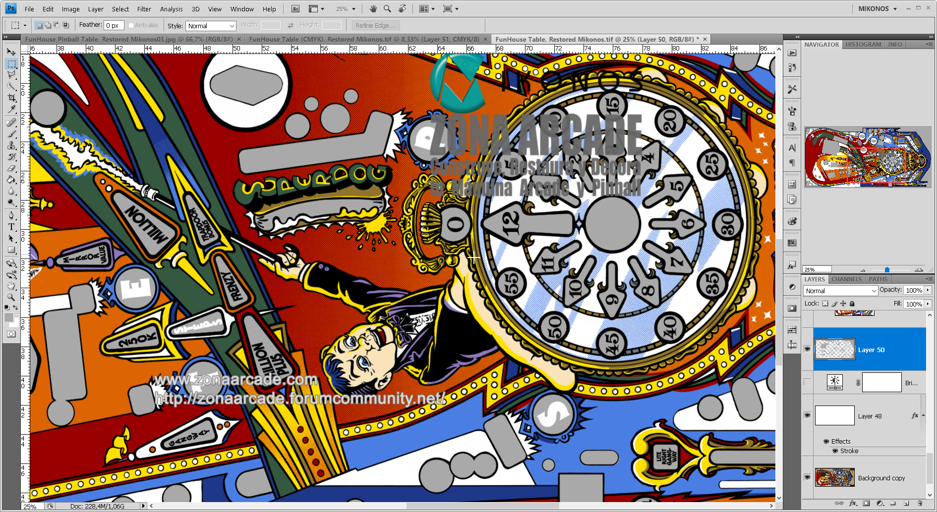 Pinball artwork in restoration: "FUNHOUSE PLAYFIELD" by Williams ...