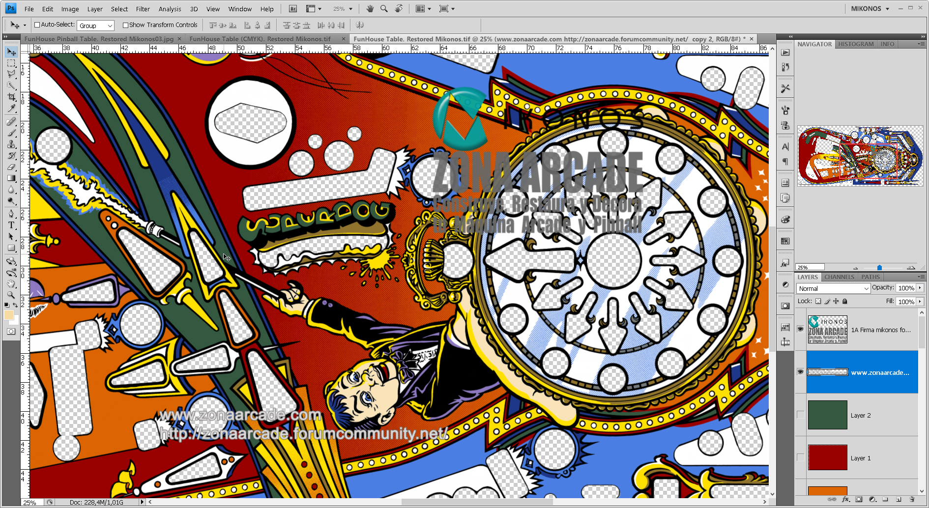 Pinball artwork in restoration: "FUNHOUSE PLAYFIELD" by Williams ...