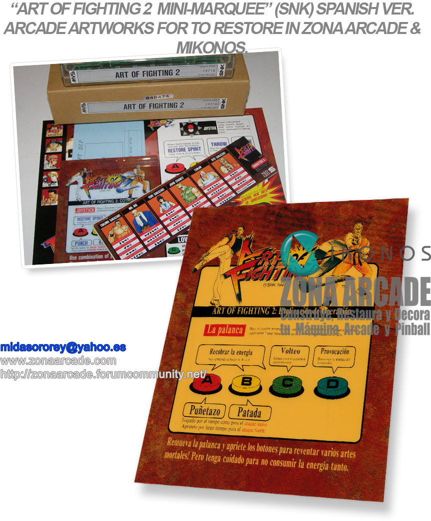 "ART OF FIGHTING 2 MINI-MARQUEE” (SNK - NEO GEO) spanish ver. arcade ...
