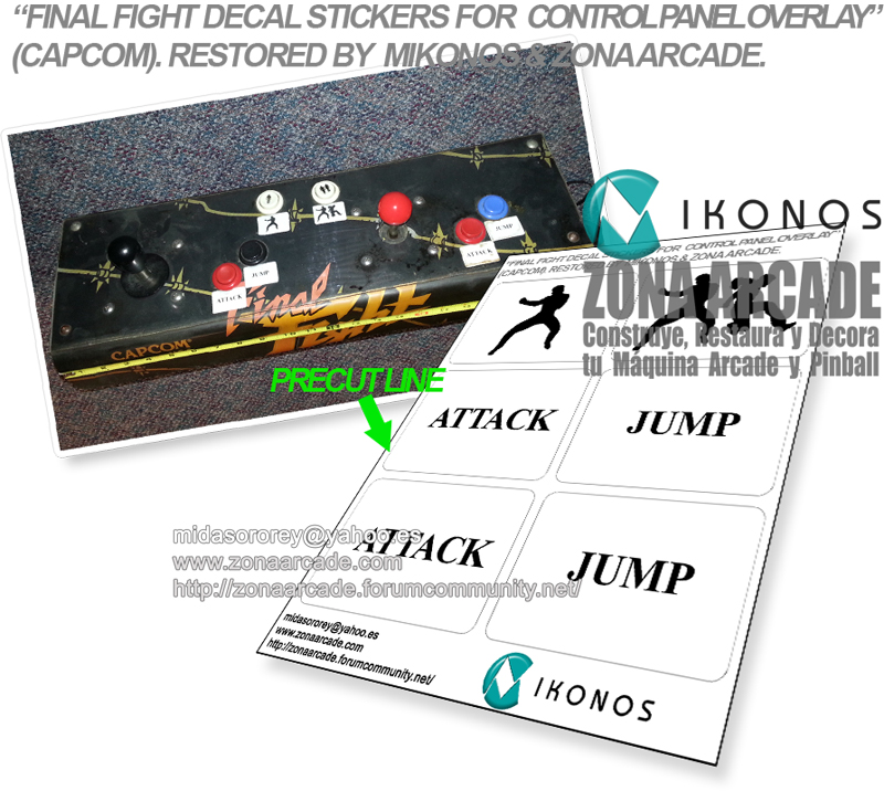 "FINAL FIGHT BUTTON DECAL STICKERS" (CAPCOM) arcade artwork restored by ...