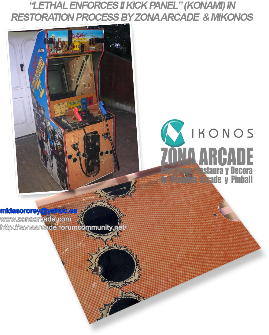 "LETHAL ENFORCES II KICK PANEL” (KONAMI) for to restore in Zona Arcade