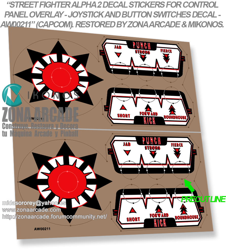 “STREET FIGHTER ALPHA 2 DECAL STICKERS FOR CONTROL PANEL OVERLAY ...