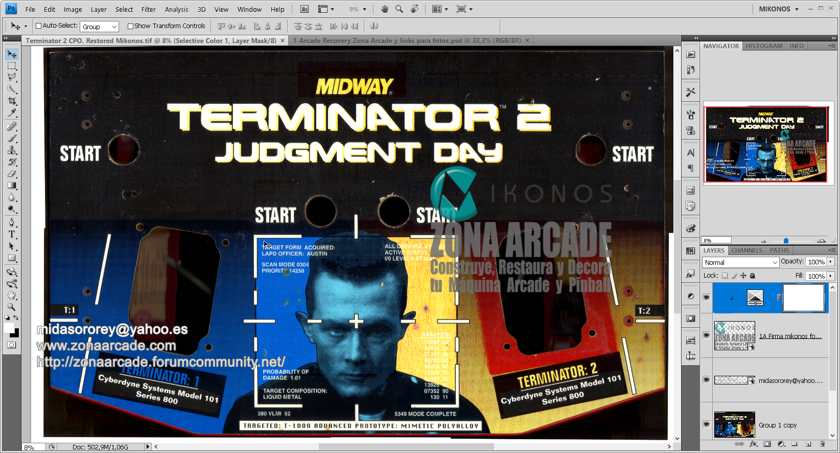 "TERMINATOR 2 CONTROL PANEL OVERLAY" (MIDWAY) scanned at 600 dpi and in ...
