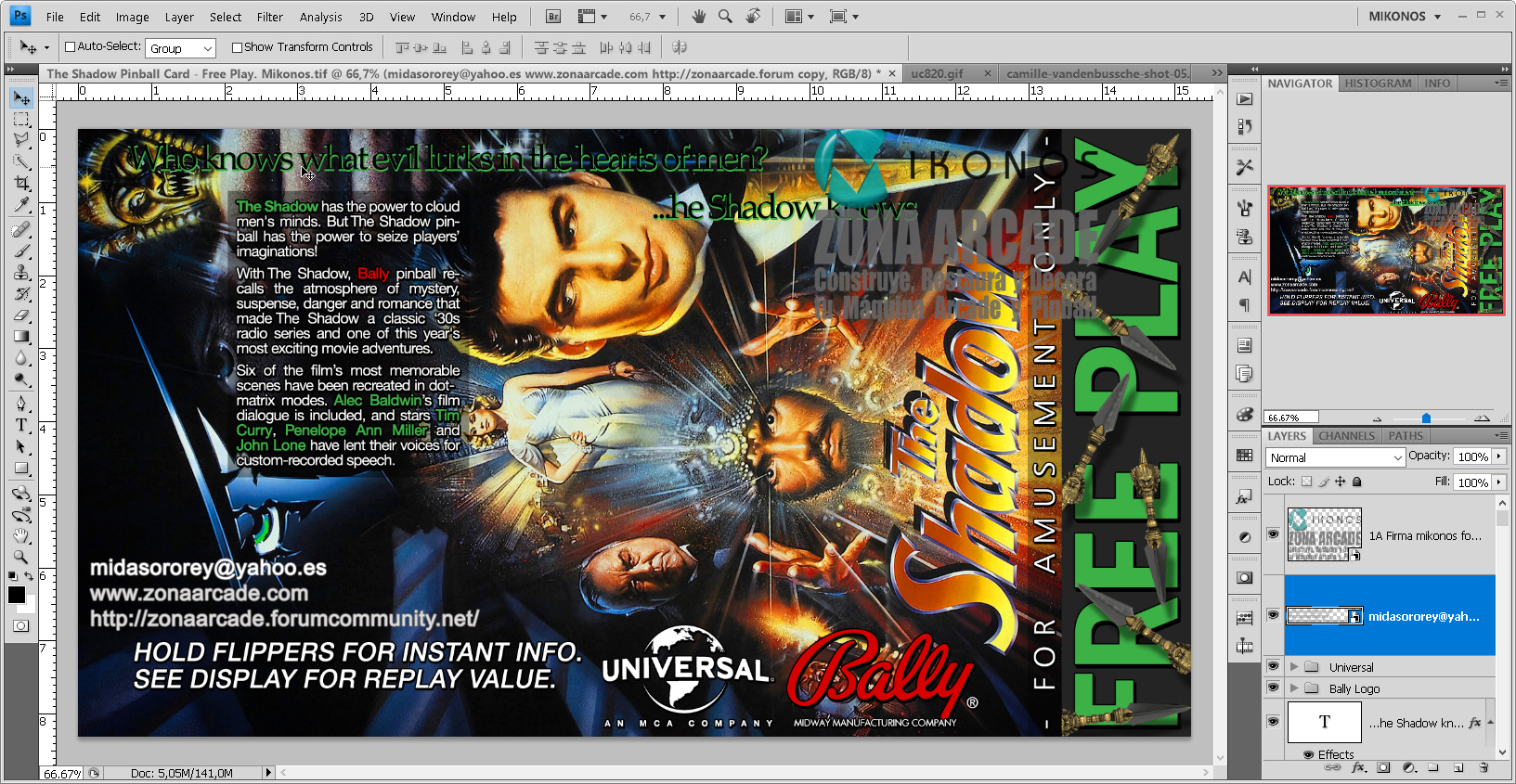 "The Shadow Pinball Cards Customized" (BALLY). Designed by Zona Arcade ...