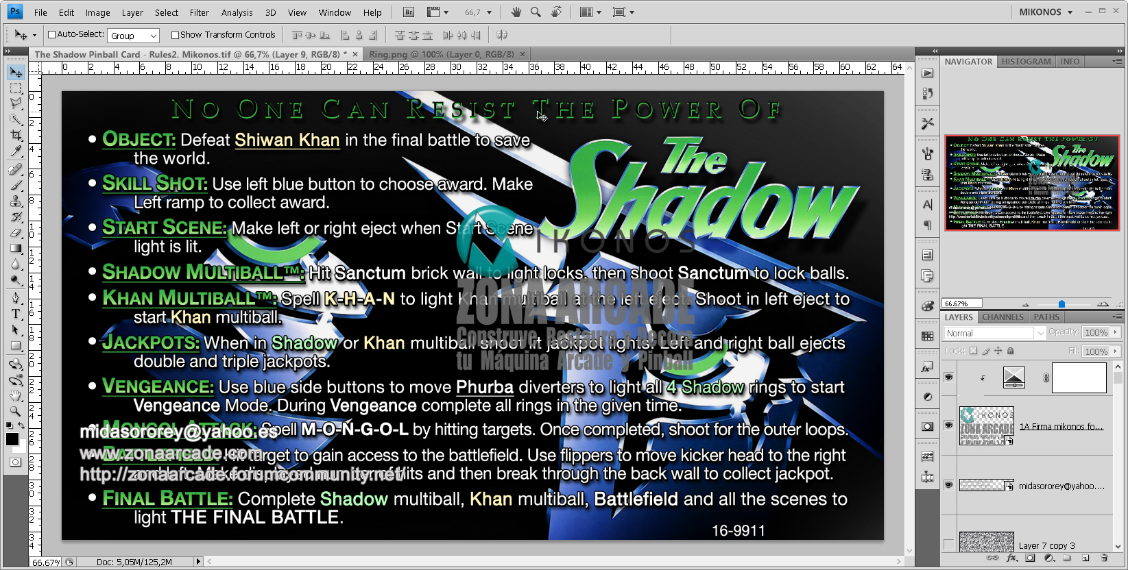 "The Shadow Pinball Cards Customized" (BALLY). Designed by Zona Arcade ...