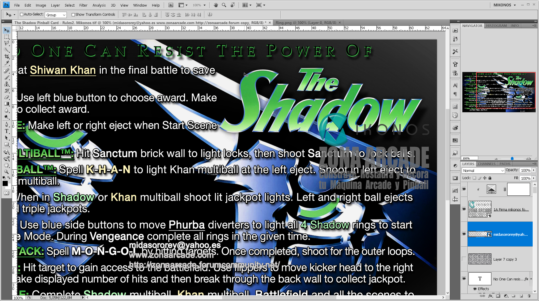 "The Shadow Pinball Cards Customized" (BALLY). Designed by Zona Arcade ...