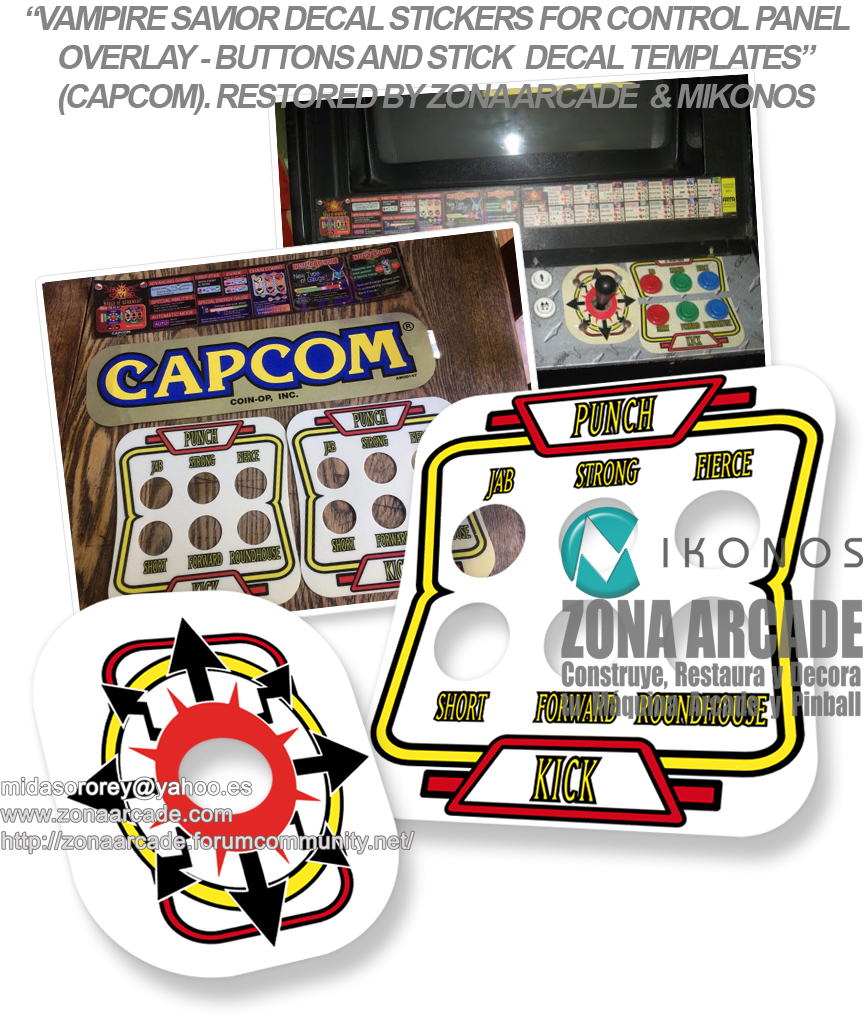 “VAMPIRE SAVIOR DECAL STICKERS FOR CONTROL PANEL OVERLAY - BUTTONS AND ...