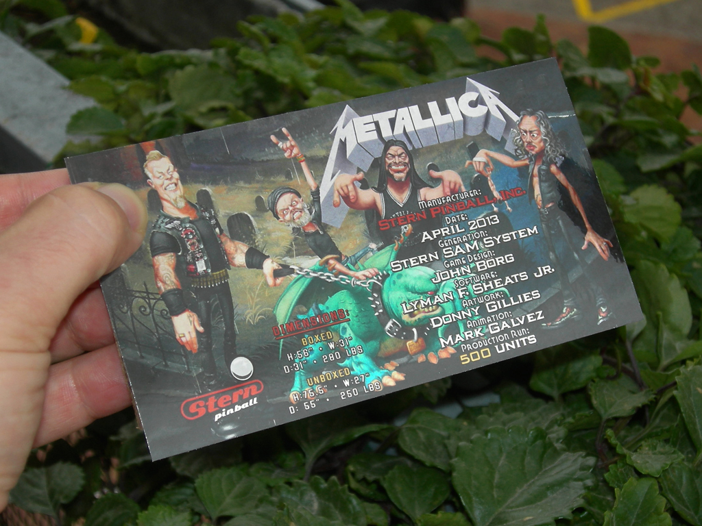 "Metallica Custom Pinball Cards" (STERN). Designed by Zona Arcade and ...
