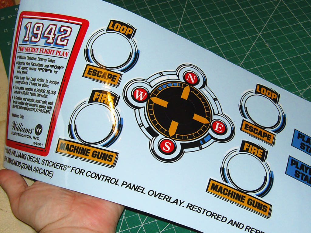 "Dragon Saber Marquee" (NAMCO) "1942 Button and Joystick Stickers ...