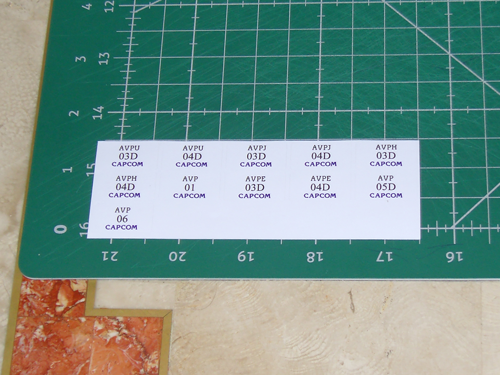 "ALIEN VS. PREDATOR CPS2 EPROM STICKERS FOR VERSION AVP, AVPU, AVPJ ...