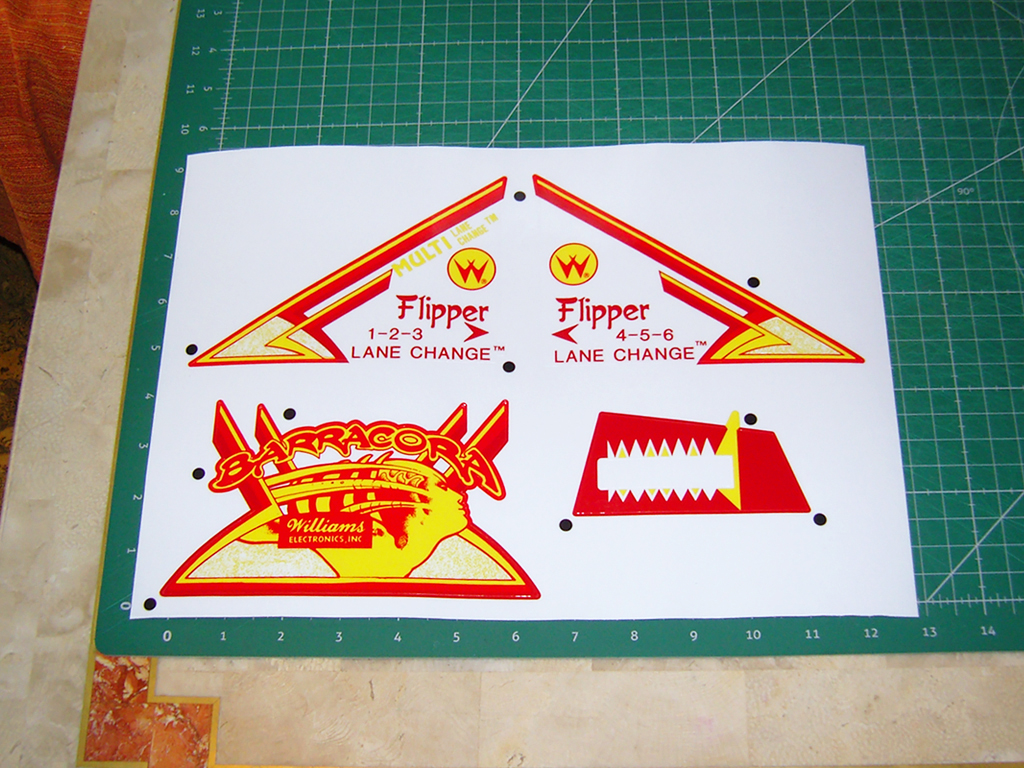 "Barracora Pinball Aprons" (WILLIAMS) printed on transparent vinyl ...