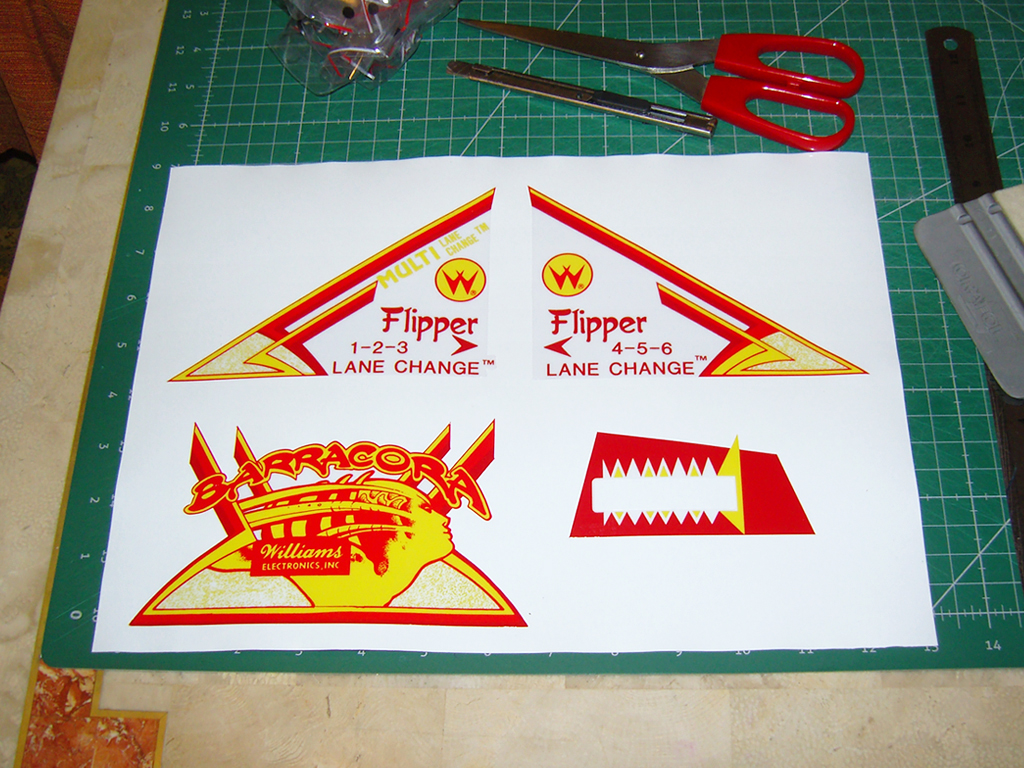 "Barracora Pinball Aprons" (WILLIAMS) printed on transparent vinyl ...