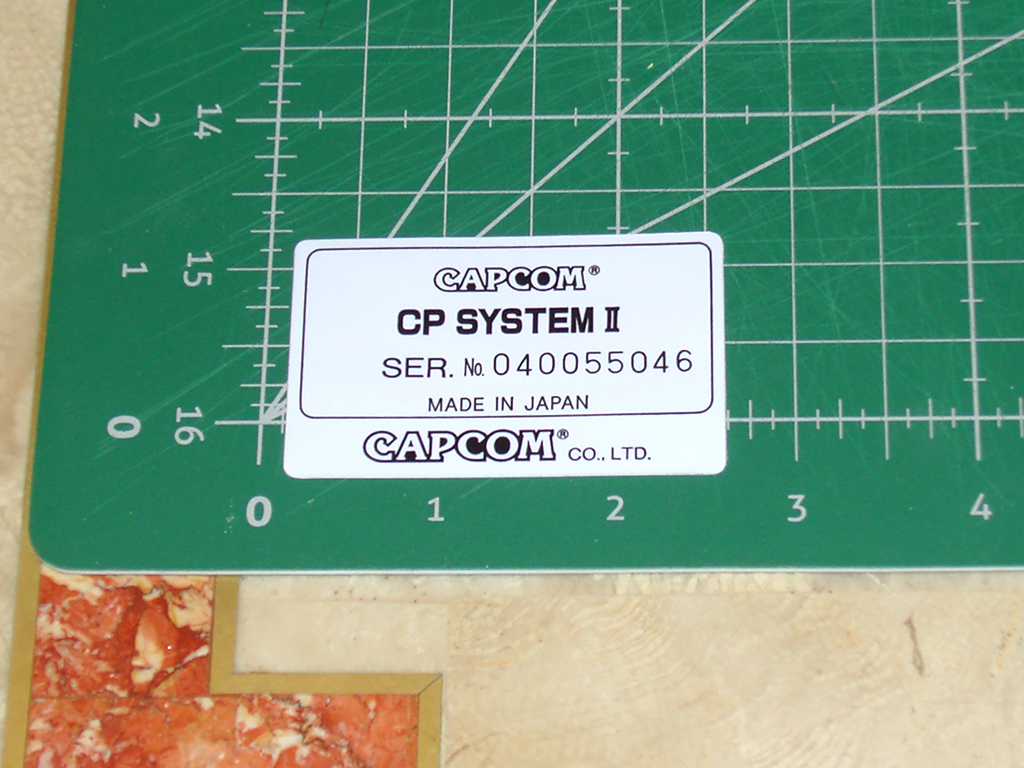 "CP SYSTEM II OR CPS2 USA SERIAL NUMBER STICKER FOR THE FRONT SIDE" (CAPCOM) arcade file ...