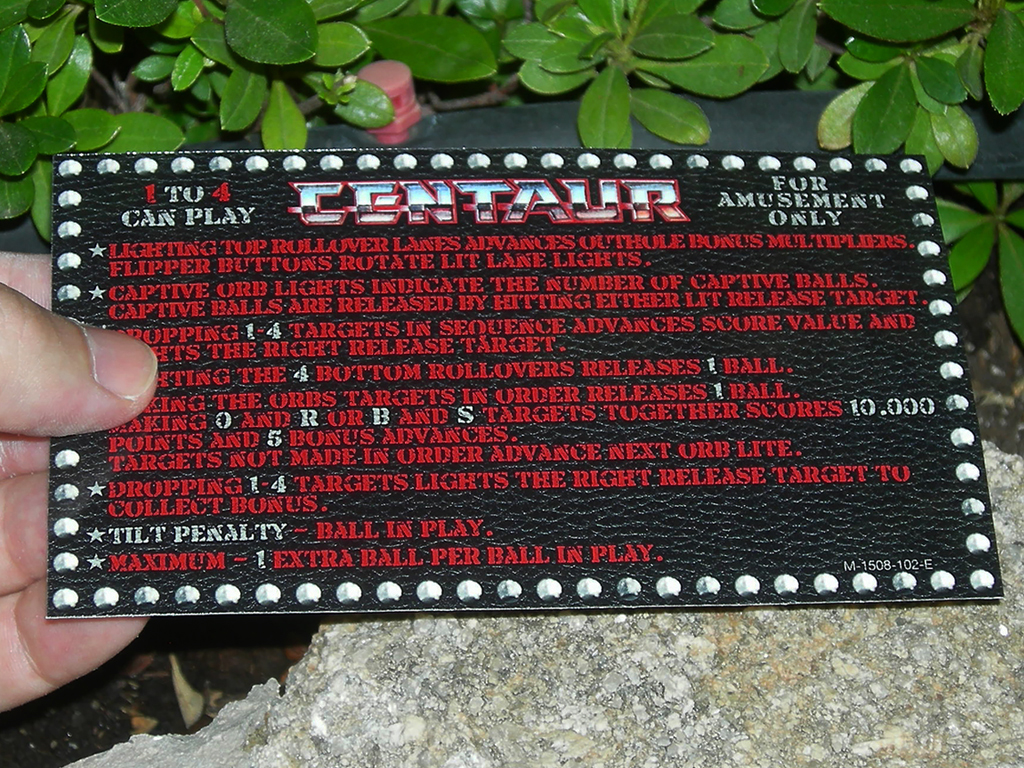 "Centaur Custom Pinball Cards" (BALLY). Designed by Zona Arcade and Mikonos