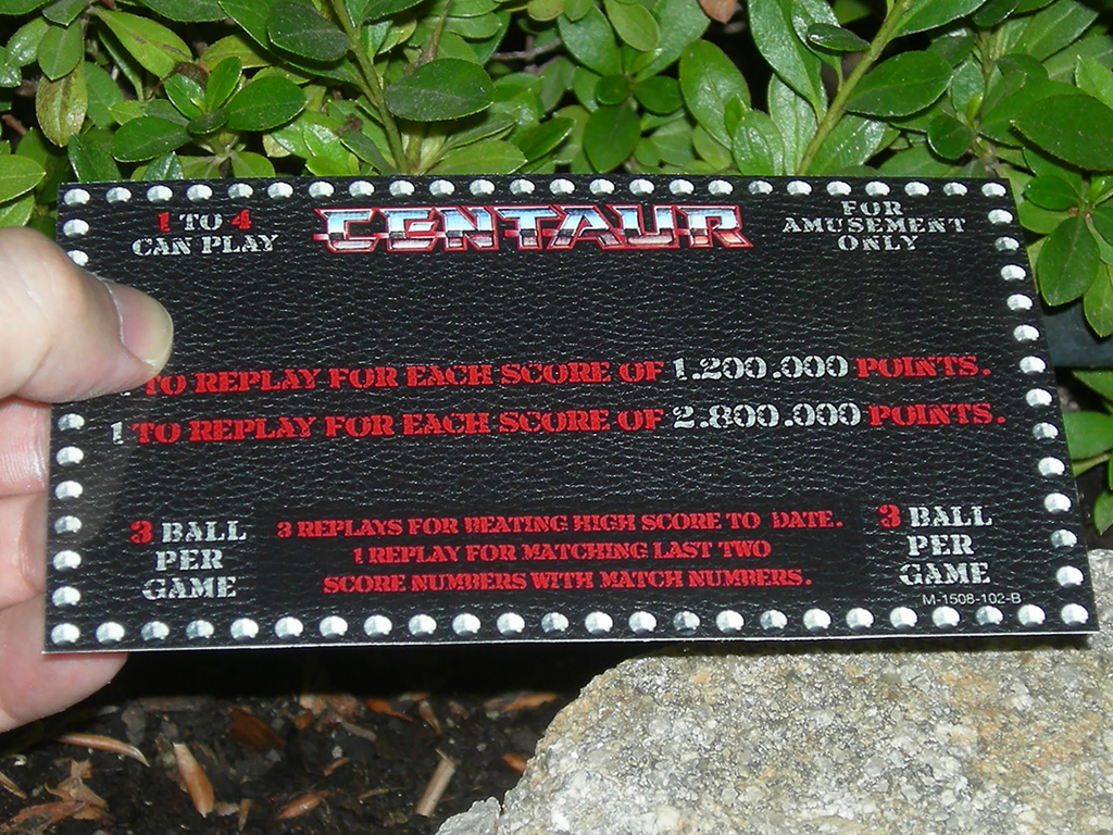 "Centaur Custom Pinball Cards" (BALLY). Designed by Zona Arcade and Mikonos