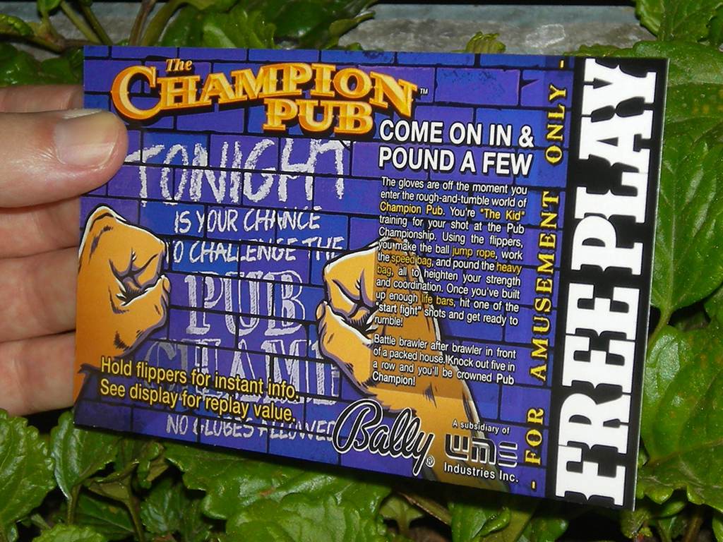"Champion Pub Custom Pinball Cards" (BALLY). Designed by Mikonos & Zona ...