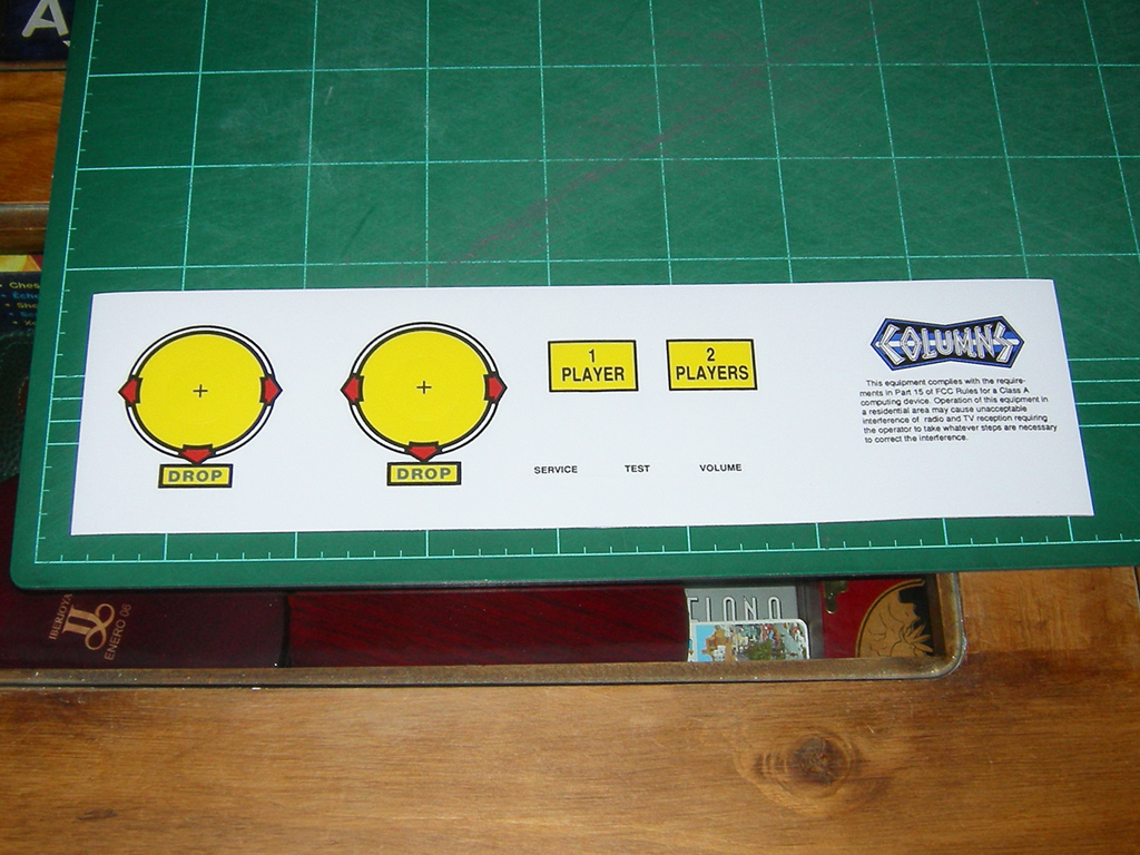 "COLUMNS BUTTON DECAL STICKERS FOR CONTROL PANEL" (SEGA) arcade artwork ...