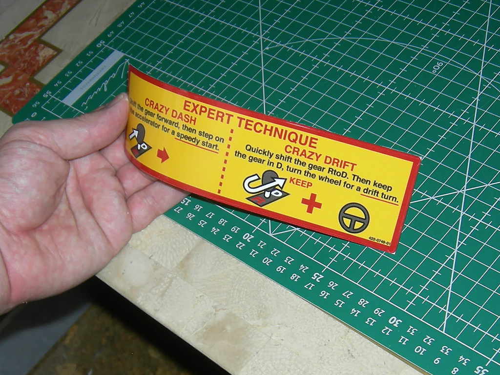 "CRAZY TAXI EXPERT TECHNIQUE INSTRUCTION STICKER 2 REF. 422-0749-01 ...
