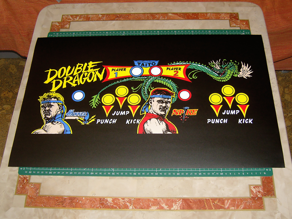 "Double Dragon Control Panel Overlay" (SEGA) arcade artwork printed on ...