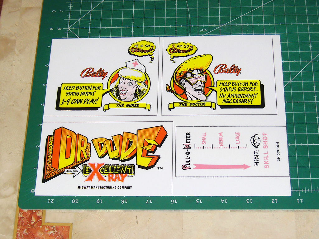 "The Addams Family Pinball Aprons and Dr. Dude Pinball Aprons" (BALLY) printed on "portable ...