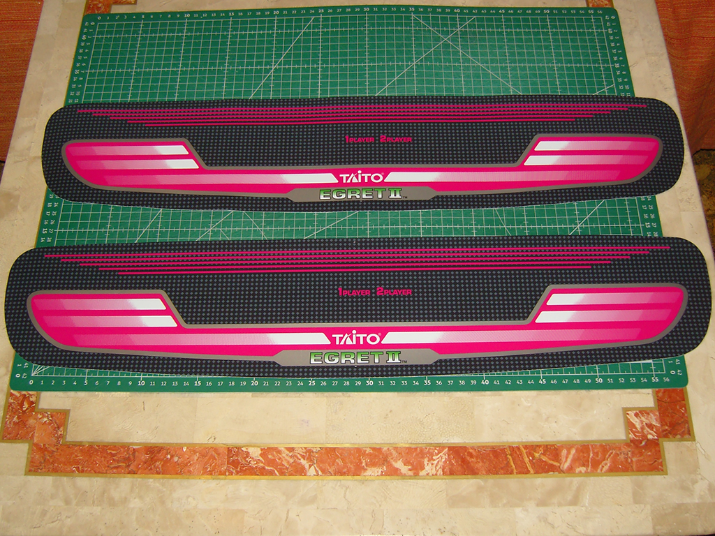 "Egret II Control Panel Overlay" (TAITO) printed in metallic vinyl ...