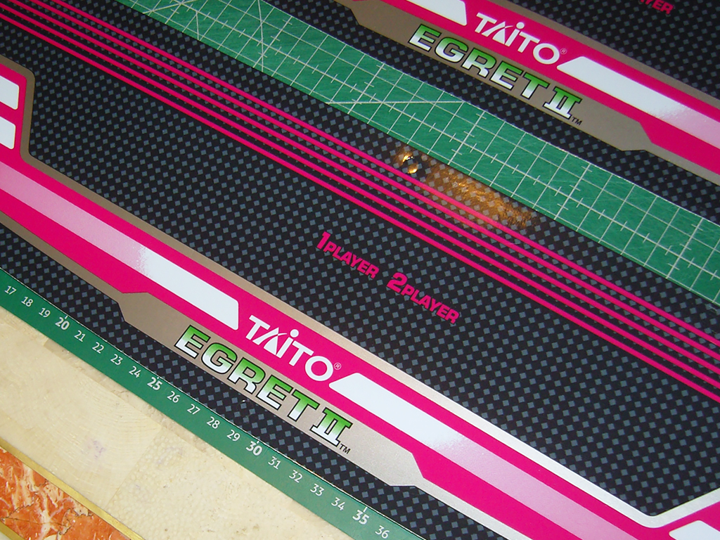 "Egret II Control Panel Overlay" (TAITO) printed in metallic vinyl ...