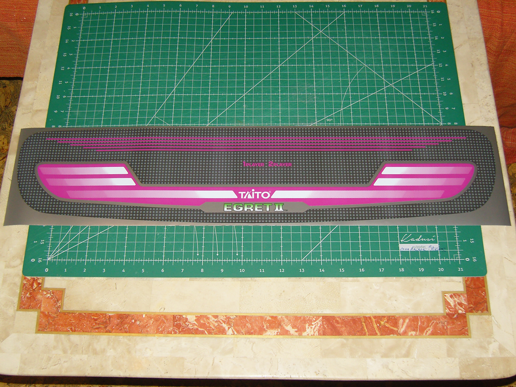 "Egret II Control Panel Overlay" (TAITO) printed in metallic vinyl ...