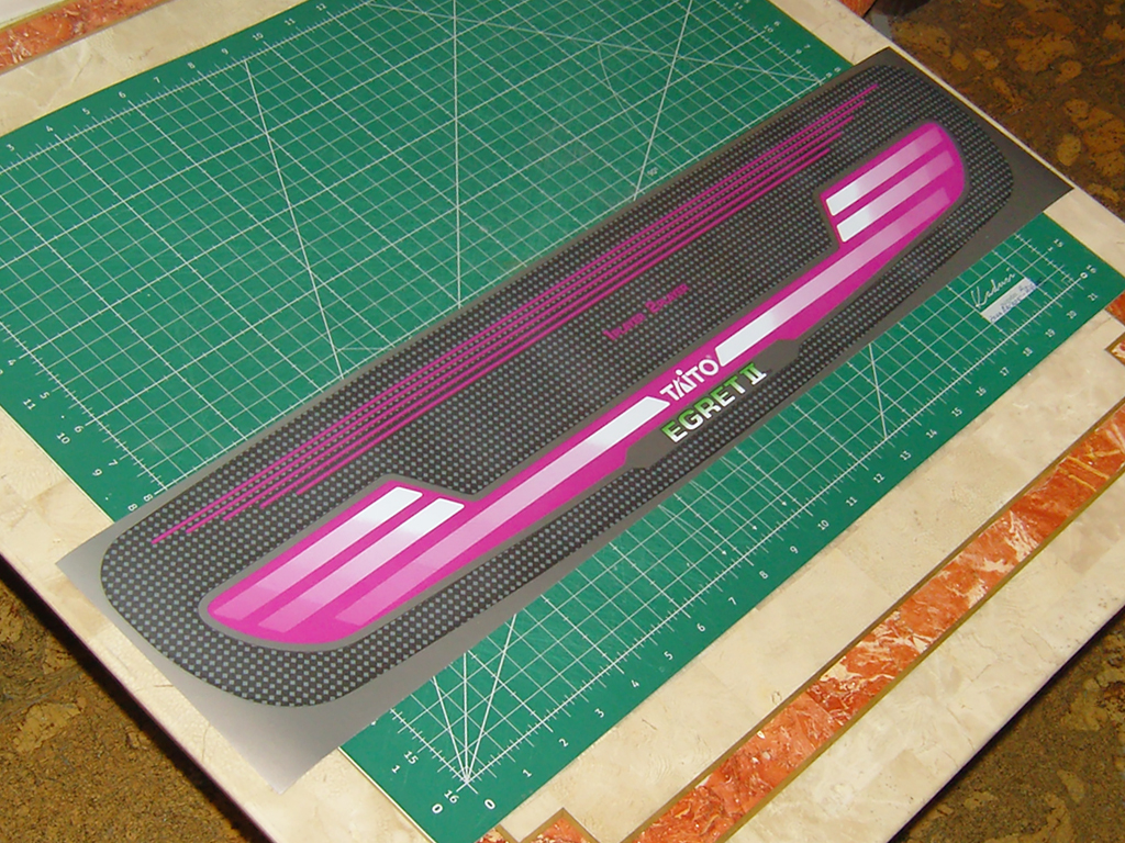 "Egret II Control Panel Overlay" (TAITO) printed in metallic vinyl ...