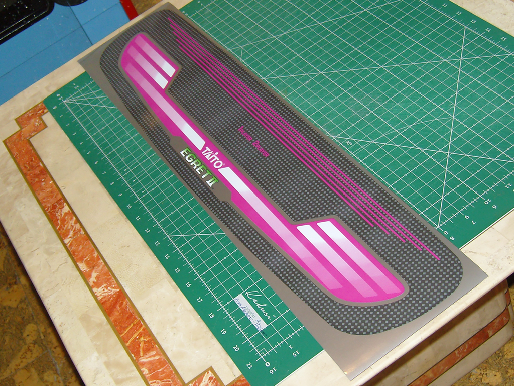 "Egret II Control Panel Overlay" (TAITO) printed in metallic vinyl ...