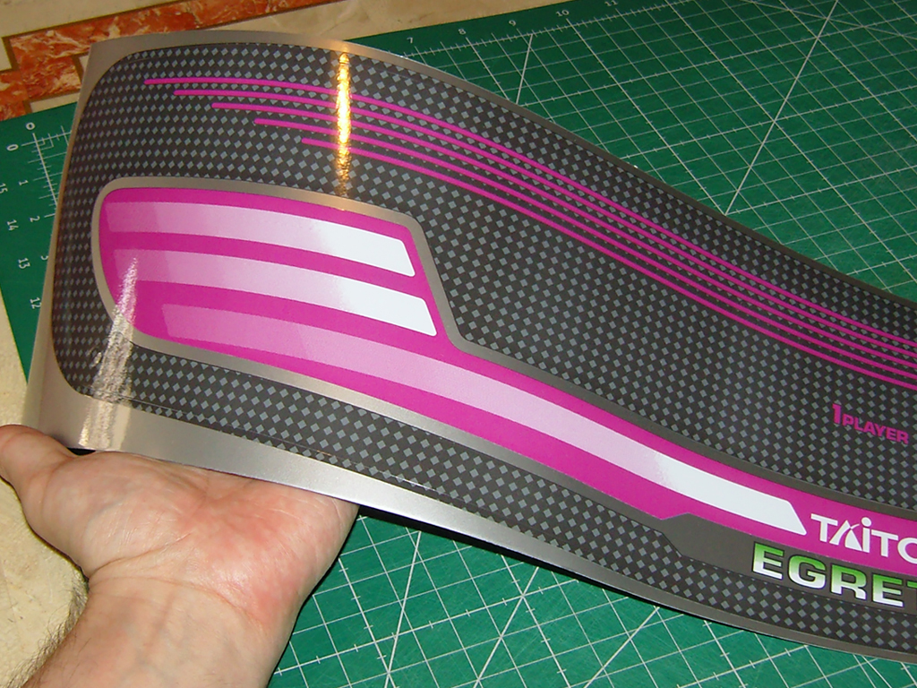 "Egret II Control Panel Overlay" (TAITO) printed in metallic vinyl ...
