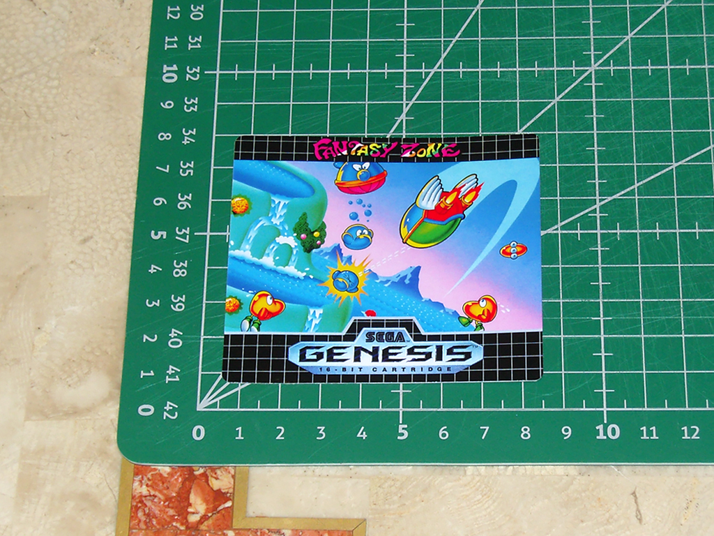"Fantasy Zone Megadrive Cartridge Label and Box Cover" (SEGA) Brazilian and USA version printed ...