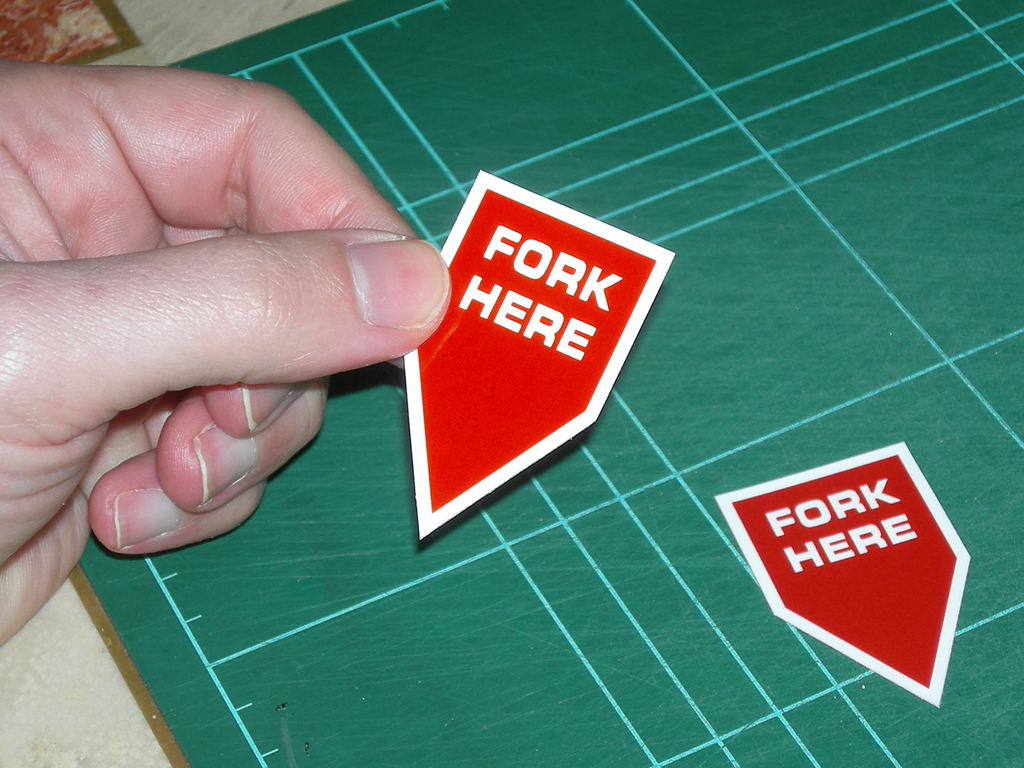 "FORK HERE STICKER" for SEGA Arcade Cabinets. Restored Zona Arcade ...