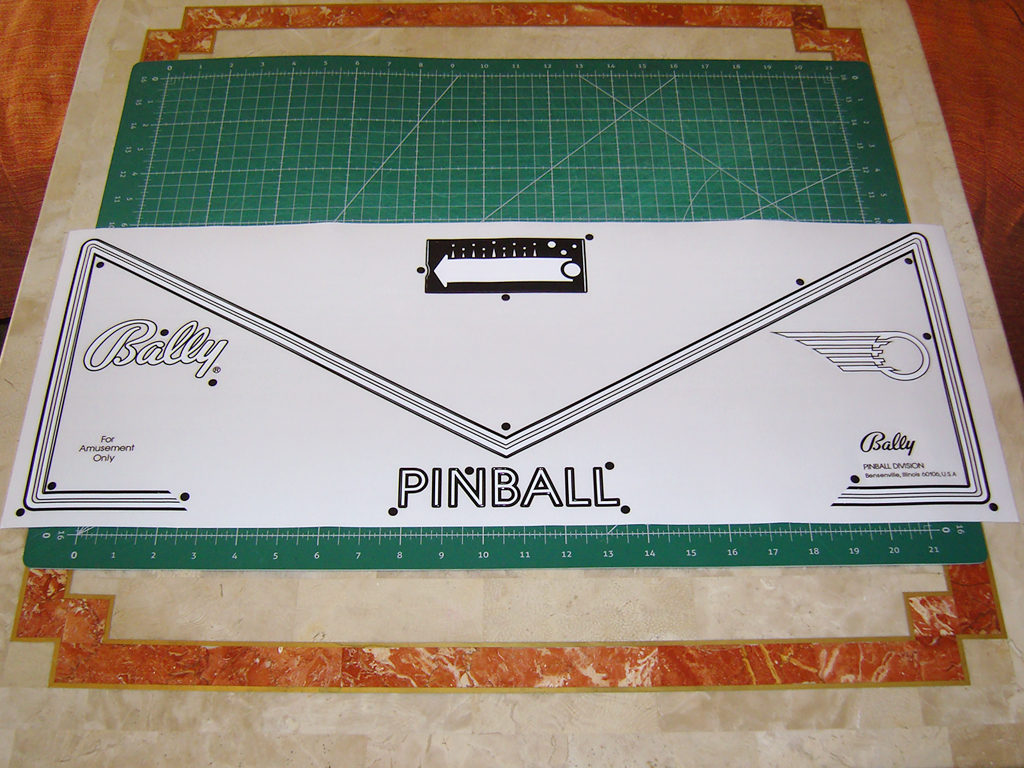 "Future Spa Pinball Aprons" (BALLY) printed on vinyl, white ink, gloss ...