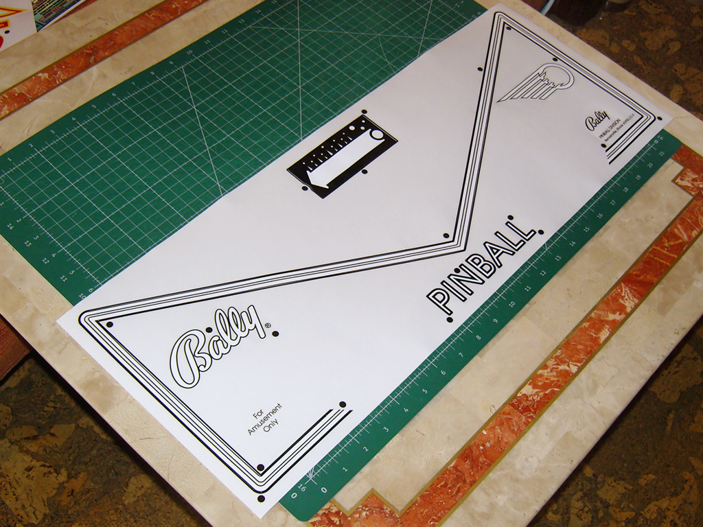 "Future Spa Pinball Aprons" (BALLY) printed on vinyl, white ink, gloss ...