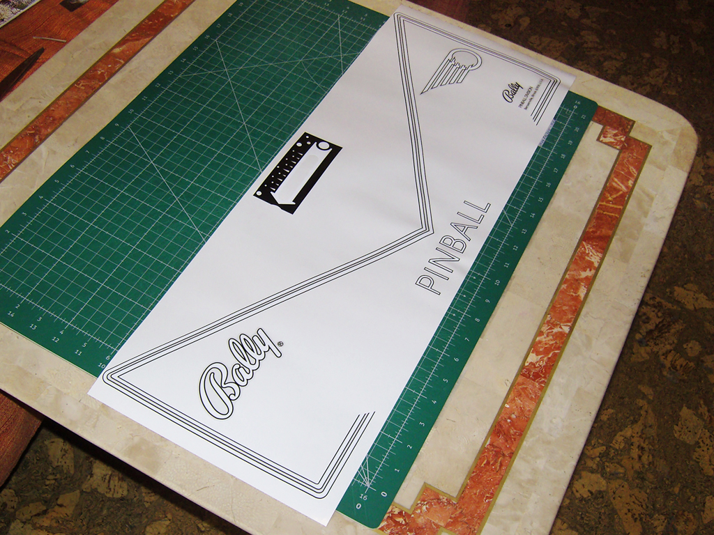 "Future Spa Pinball Aprons" (BALLY) printed on vinyl, white ink, gloss ...