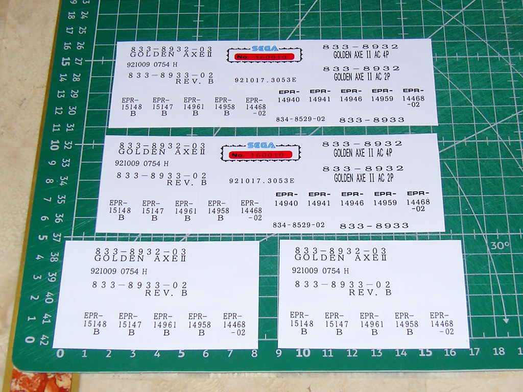 "Golden Axe II - The Revenge of Death Adder Jamma PCB Label Stickers ...