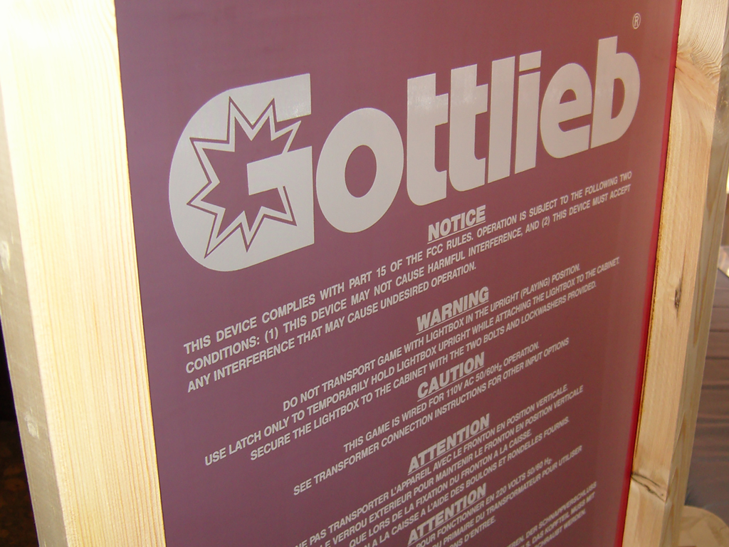 "GOTTLIEB PINBALL BACKBOX WARNING TEXT" (GOTTLIEB) artwork restoration ...