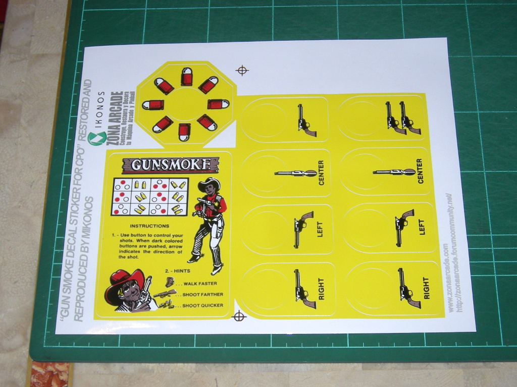 "Gun Smoke Decal Stickers For Control Panel Overlay" (ROMSTAR) printed ...