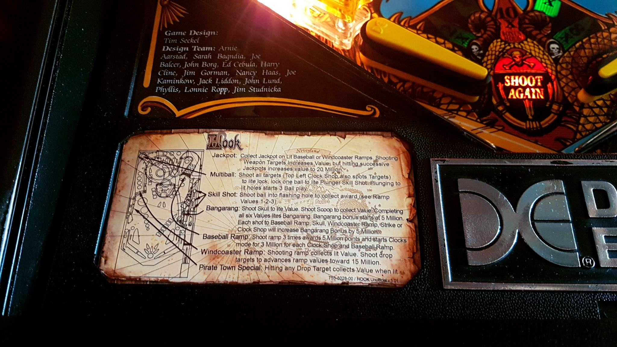 "Hook Custom Pinball Cards" (DATA EAST). Designed by Zona Arcade & Mikonos