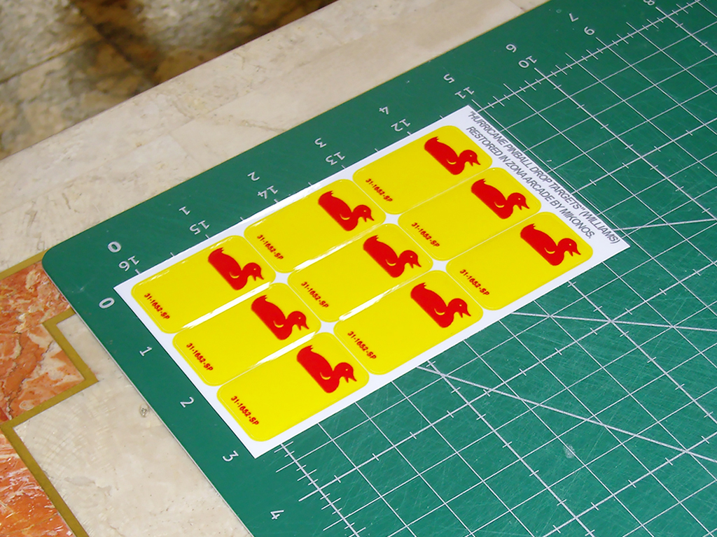 "HURRICANE PINBALL DROP TARGETS 31-1652-SP" (WILLIAMS) artwork files ...