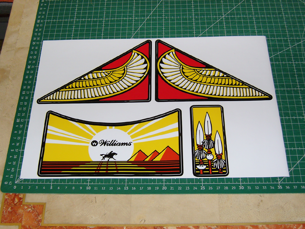 "The Addams Family Pinball Topper Stickers" (BALLY) and "Indiana Jones ...