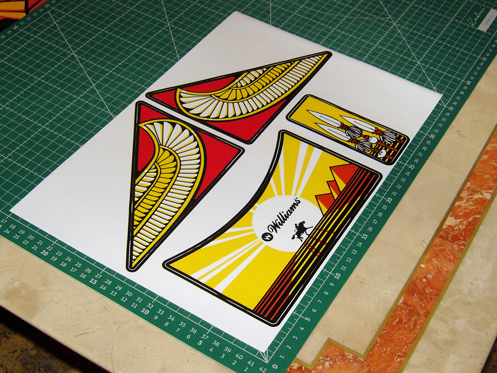 "The Addams Family Pinball Topper Stickers" (BALLY) and "Indiana Jones ...